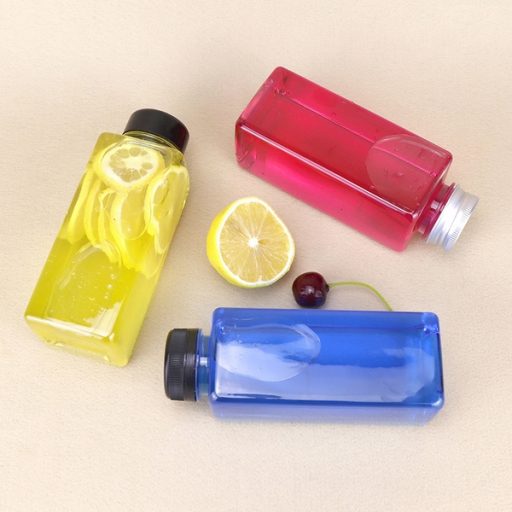 12 oz Square Juice Bottle with Safety Cap - 2.2"x2.2"x6"